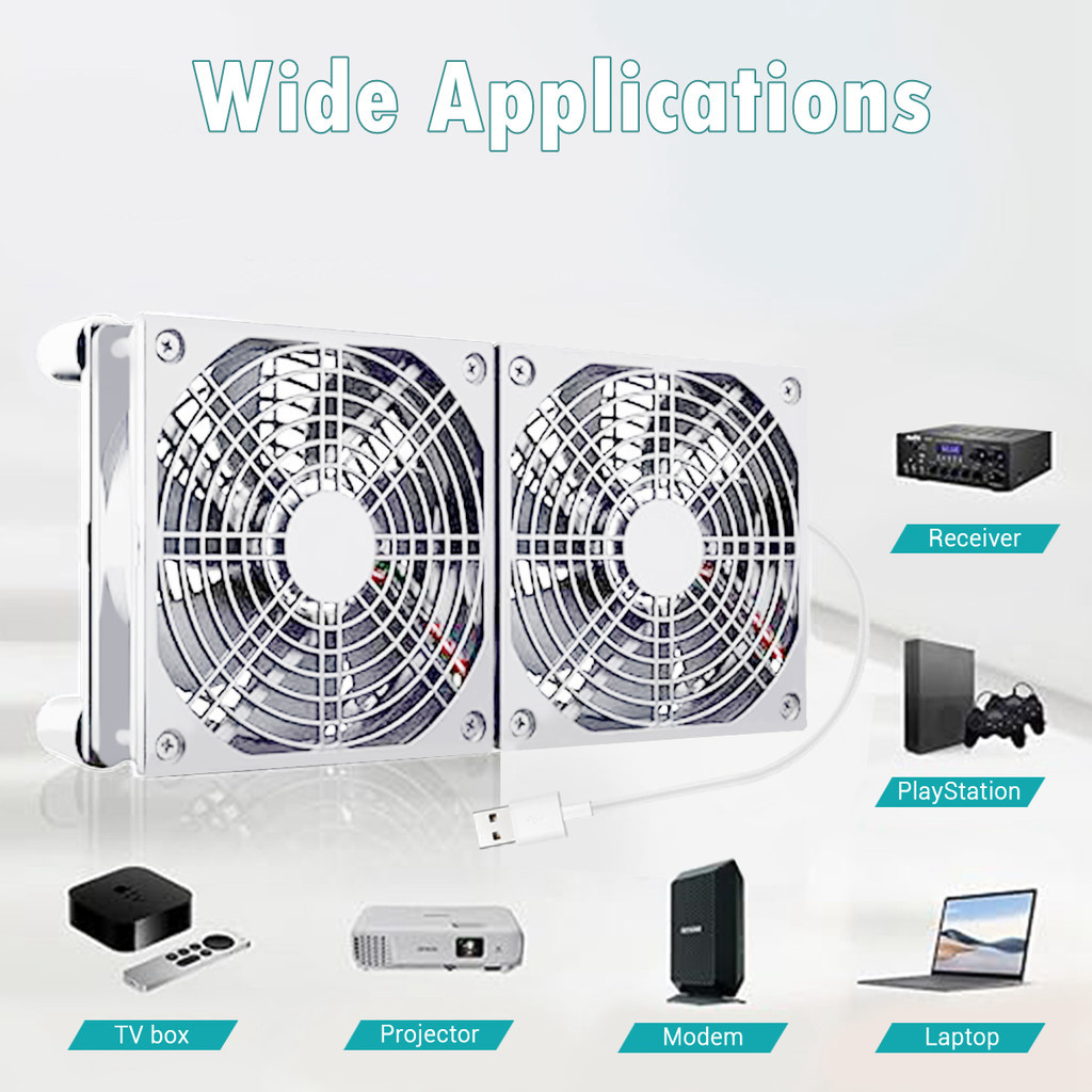 5V 1200RPM Home WIFI Router Cooling Fan Stand Super Silent USB Switch ...