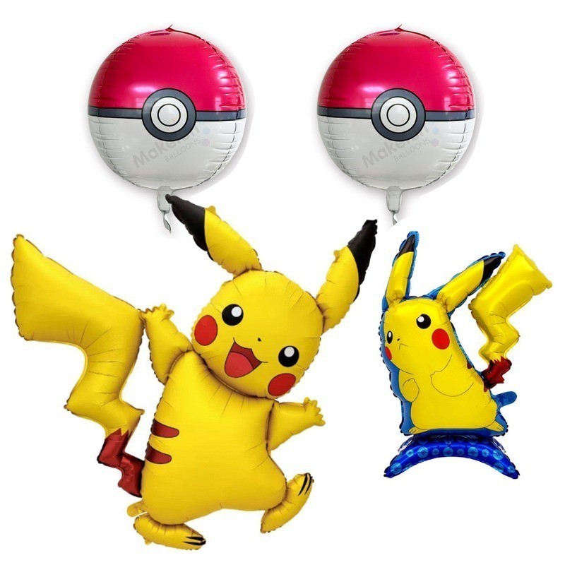 Pikachu Style Children Pokémon Pokeball Birthday Party Background ...