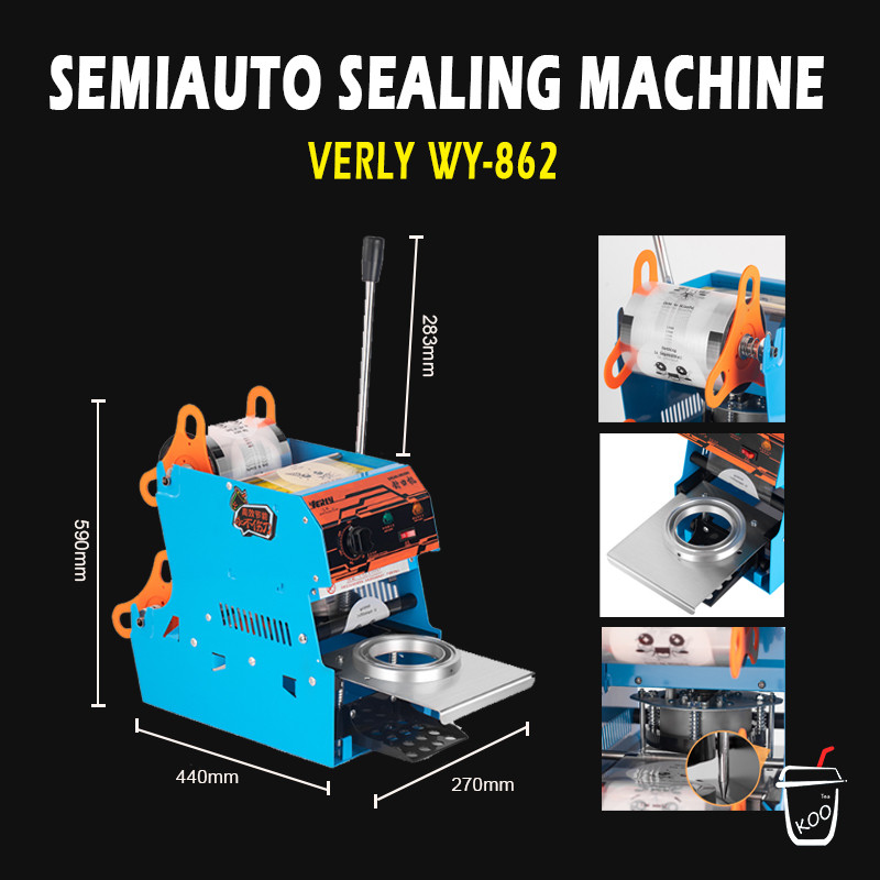 Verly Semi-Automatic Sealing Machine Milk Tea Cup Plastic Cup Can Seal ...
