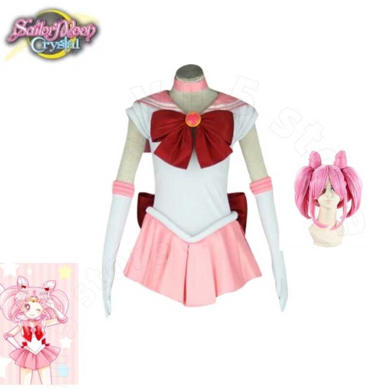 Anime 9 Chibiusa cospaly Cospaly Crystal Sailor Dress Wig Uniform ...