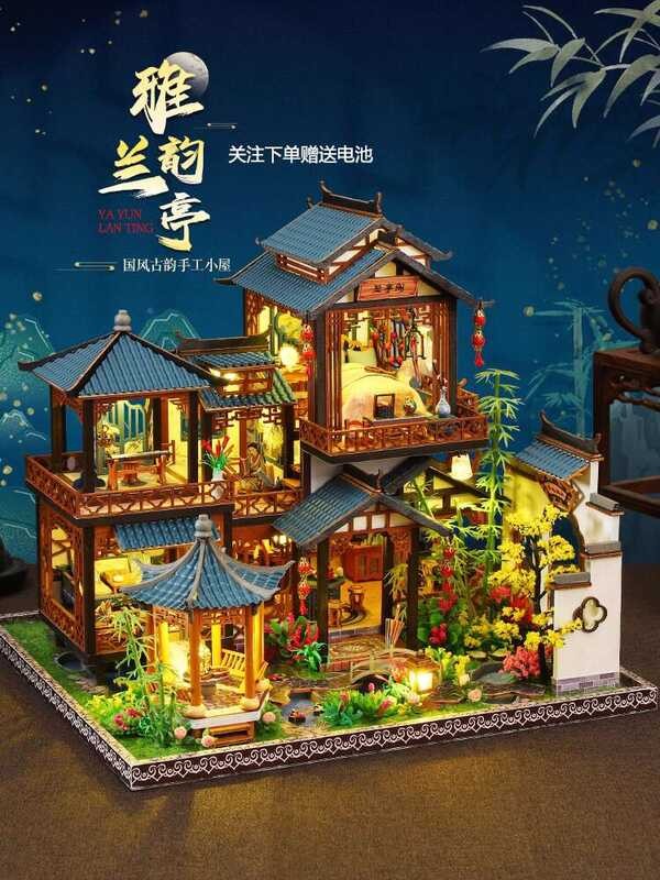 Tt Handmade DIY Miniature Elegant Orchid Pavilion Scene Assembly ...