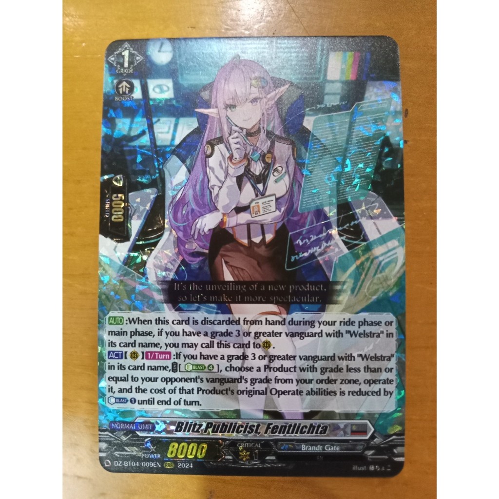 CFV Blitz Publicist, Fentlichta RRR SR DZ-BT04 Brandt Gate Cardfight Vanguard English | Shopee ...