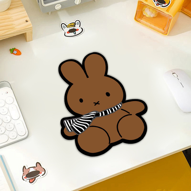 Cute Miffy Rabbit Mouse Pad Small Special-Shaped Desk Coaster Portable ...