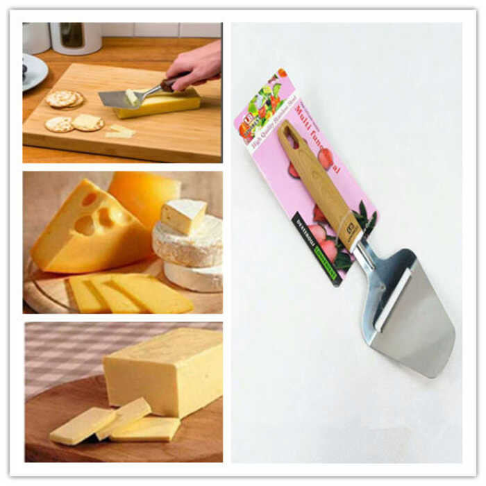 Cheese Slicer Spatula Stainless Steel Plane Ham Sliced Wood Handle ...