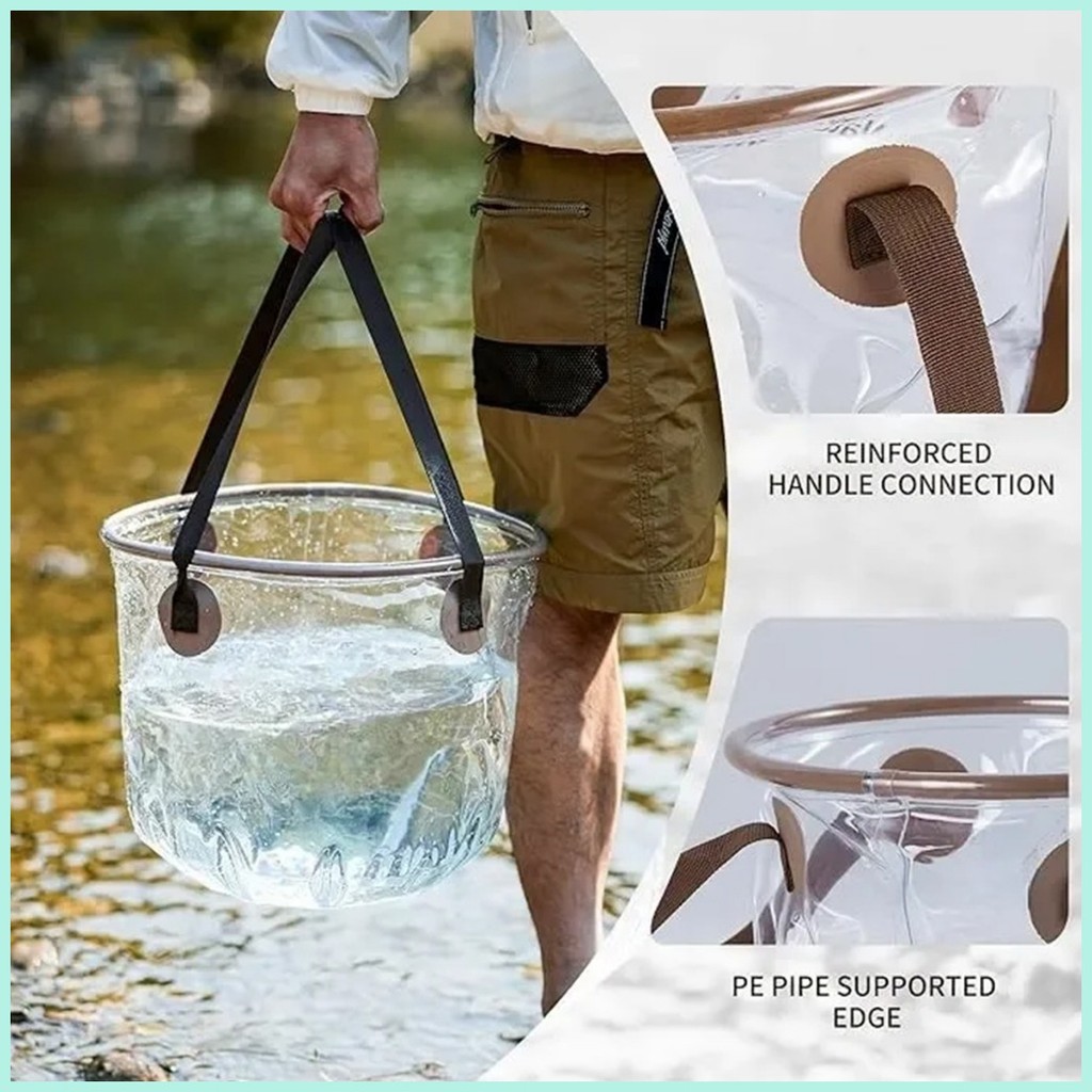 Camping Foldable Transparent Circular Water Bucket Picnic Water Storage ...