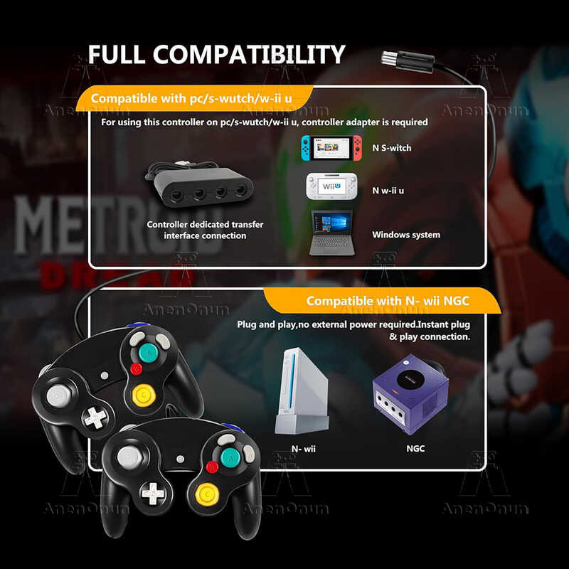 Controller ☀ Gamecube/Wii N Classic Wired Remote Gamepad Vibration ...