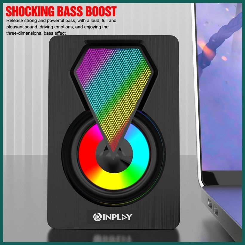 Inplay Mini Digital Speaker 3D Surround Shocking Bass Boost Colorful ...