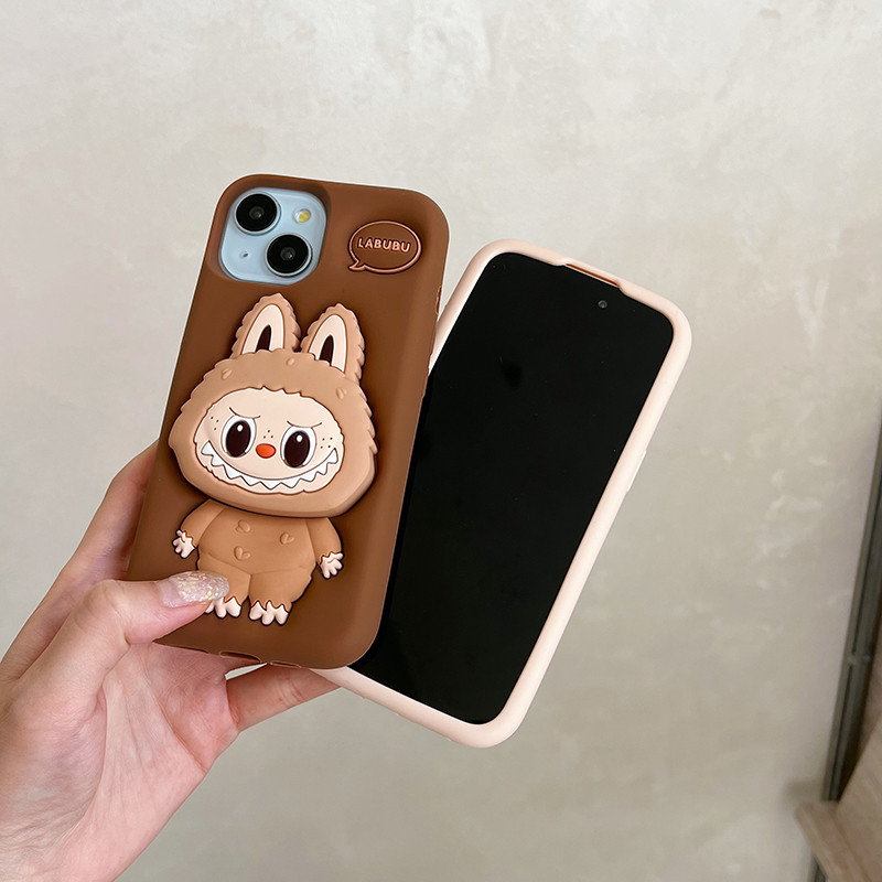 Cartoon Labubu Monster Stretchable Holder Stand Phone Case Compatible ...