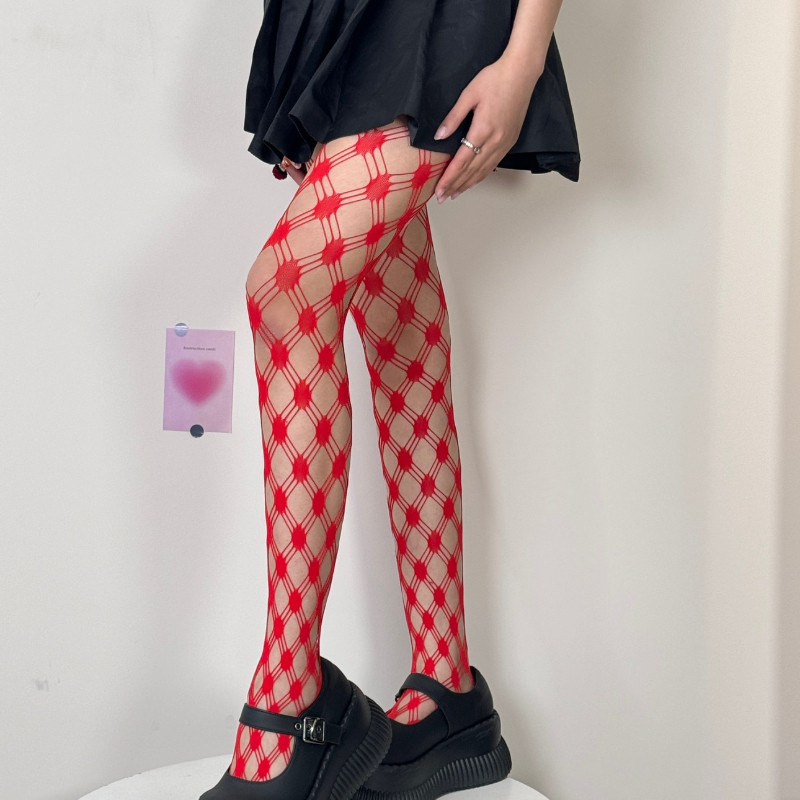 Diamond Type Lattice Fishnet Stockings Pantyhose for Punk Grid Jumpsuit ...