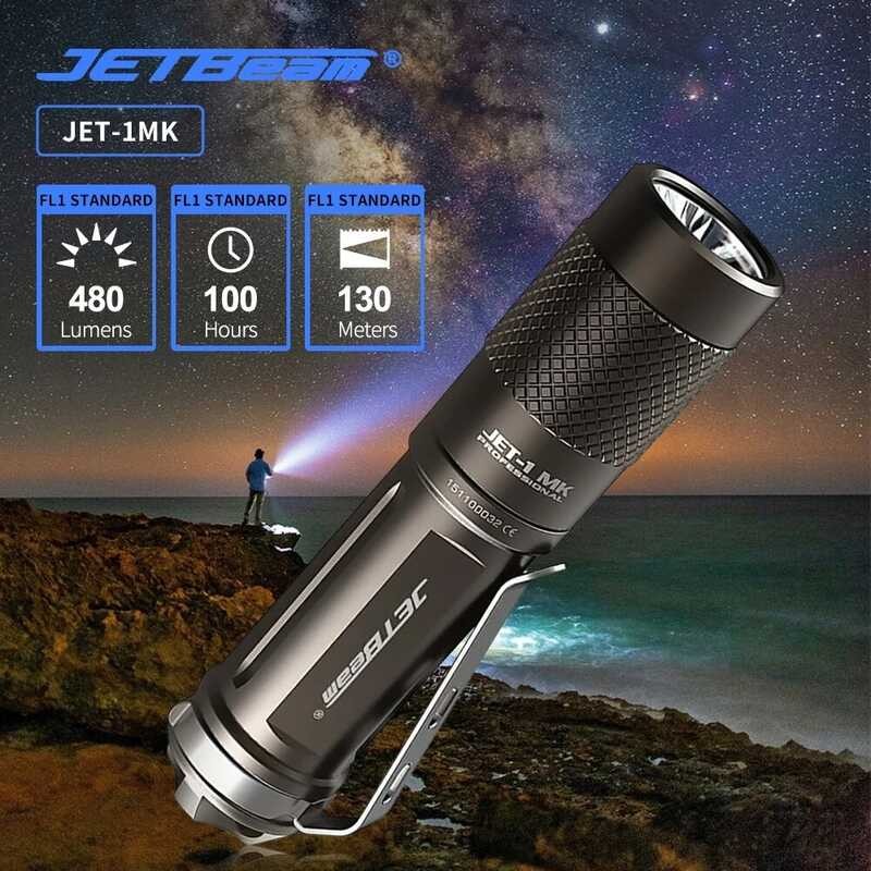 Jet-1 Flashlight JETBEAM 480Lm EDC Lantern 130M Beam Distance Torch ...