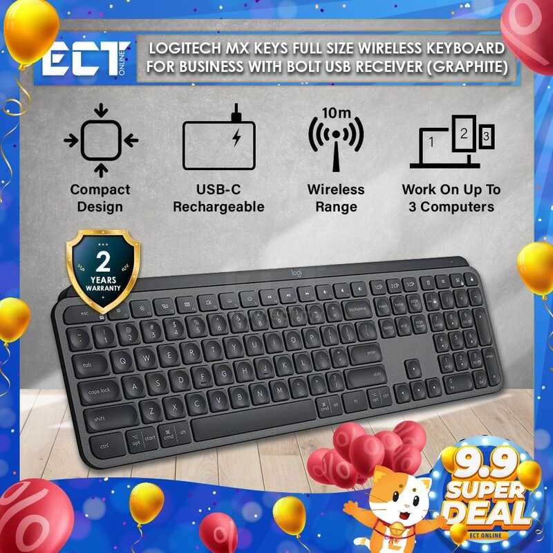Logitech MX Keys Full Size Wireless Keyboard For Business With Bolt USB ...