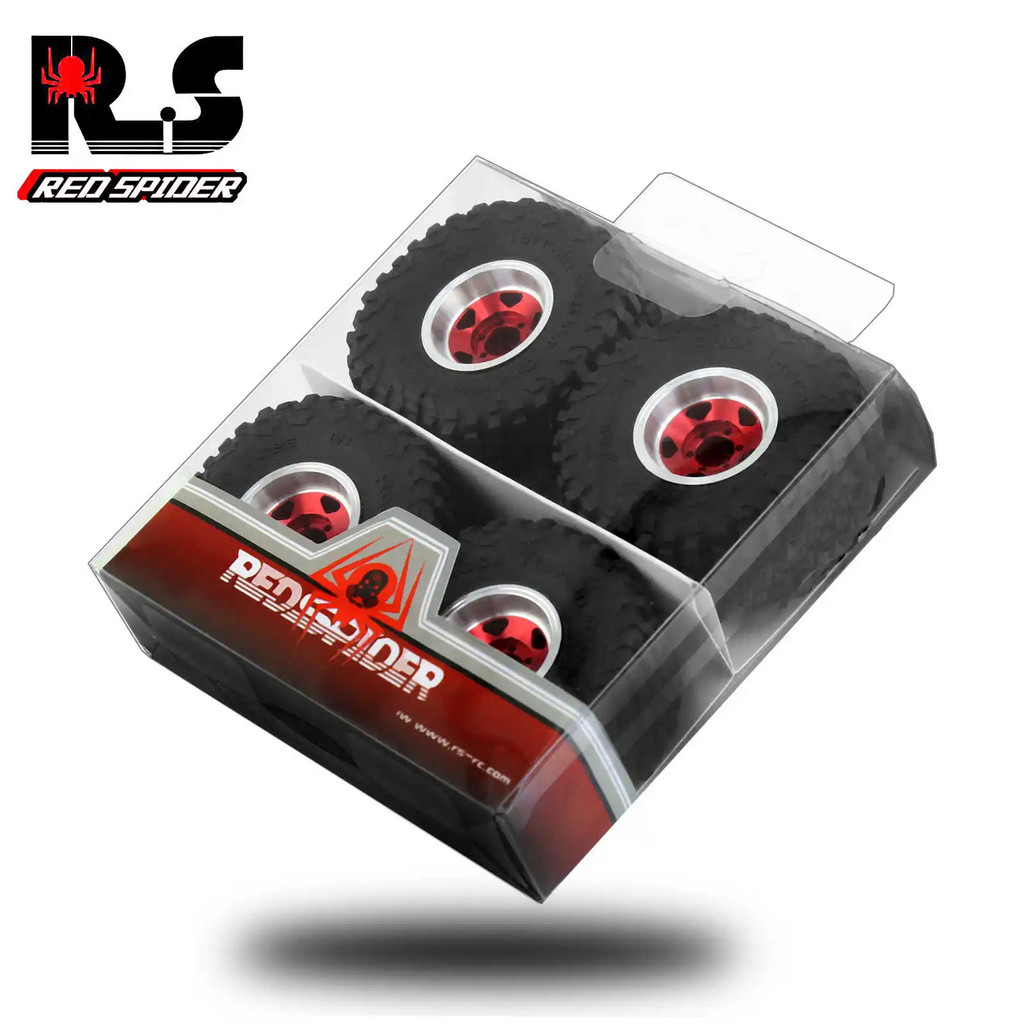 RS RC Mud Terrain Tires 1.0 Beadlock Wheel Rims Set for 1/24 RC Crawler ...