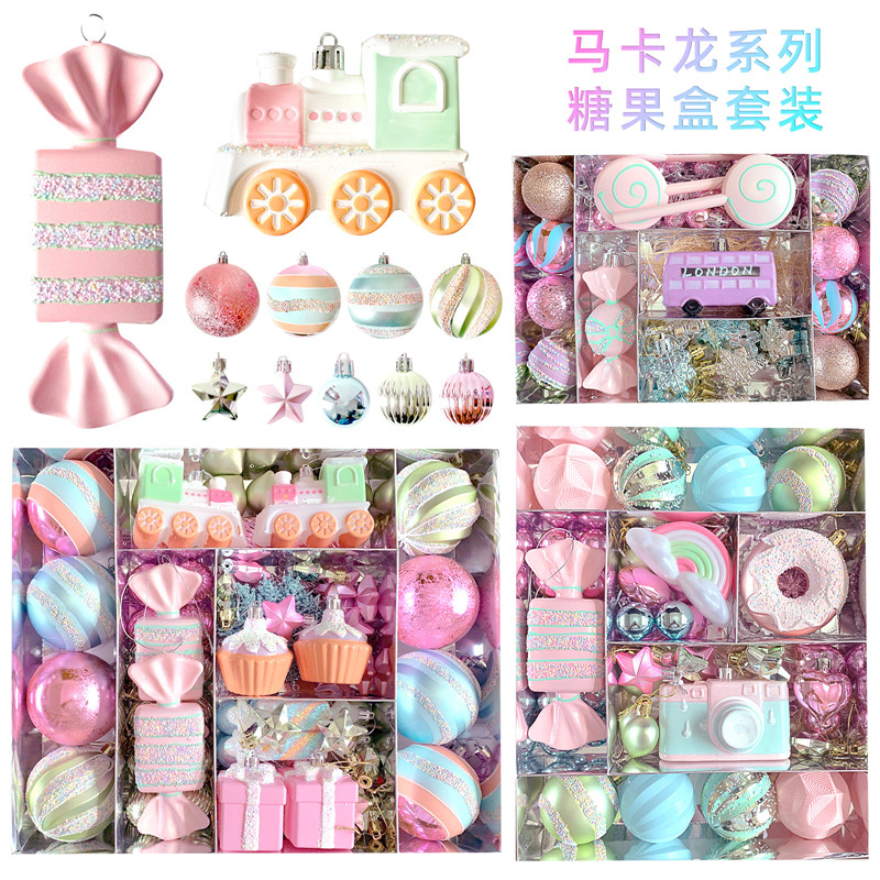 34/58/80pcs Macaron Christmas Ball Large Size Christmas Tree Pendants ...