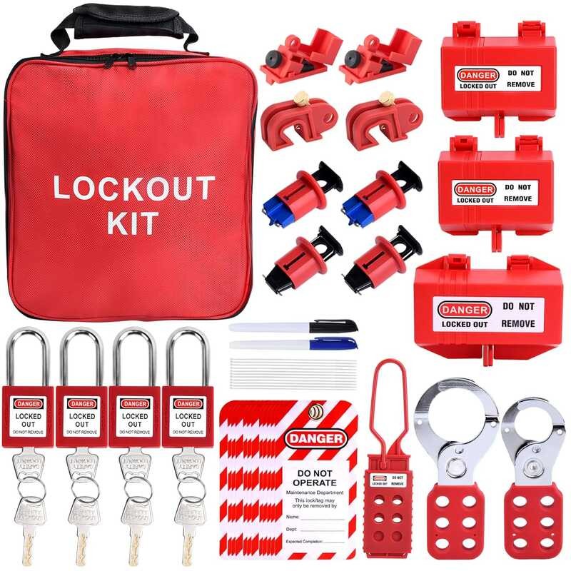 Lockout 56 Pcs Tagout Kit Safety with Clamp-On Circuit Breaker Lockout ...