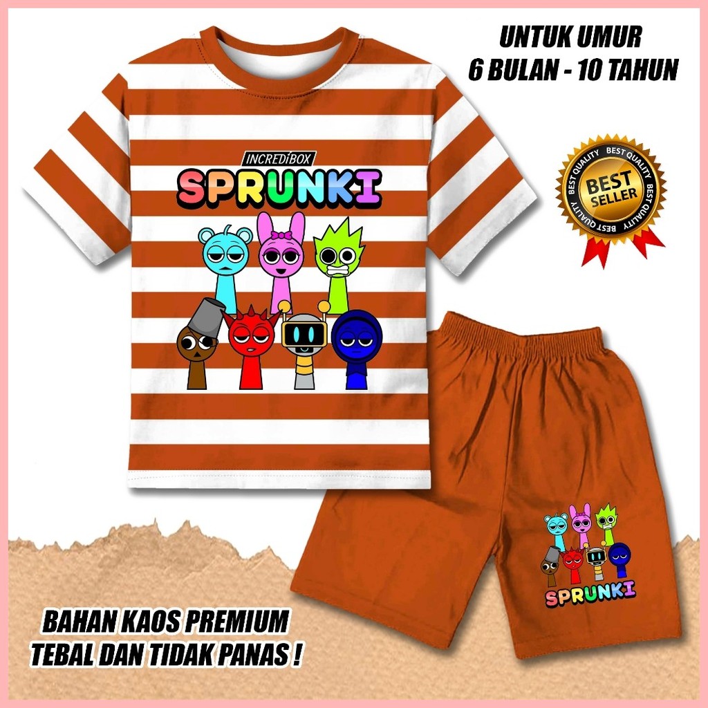 KATUN Boys GIRLS SHORT SLEEVE SET BOYS GIRLS SHIRT SPRUNKI DTF COTTON ...