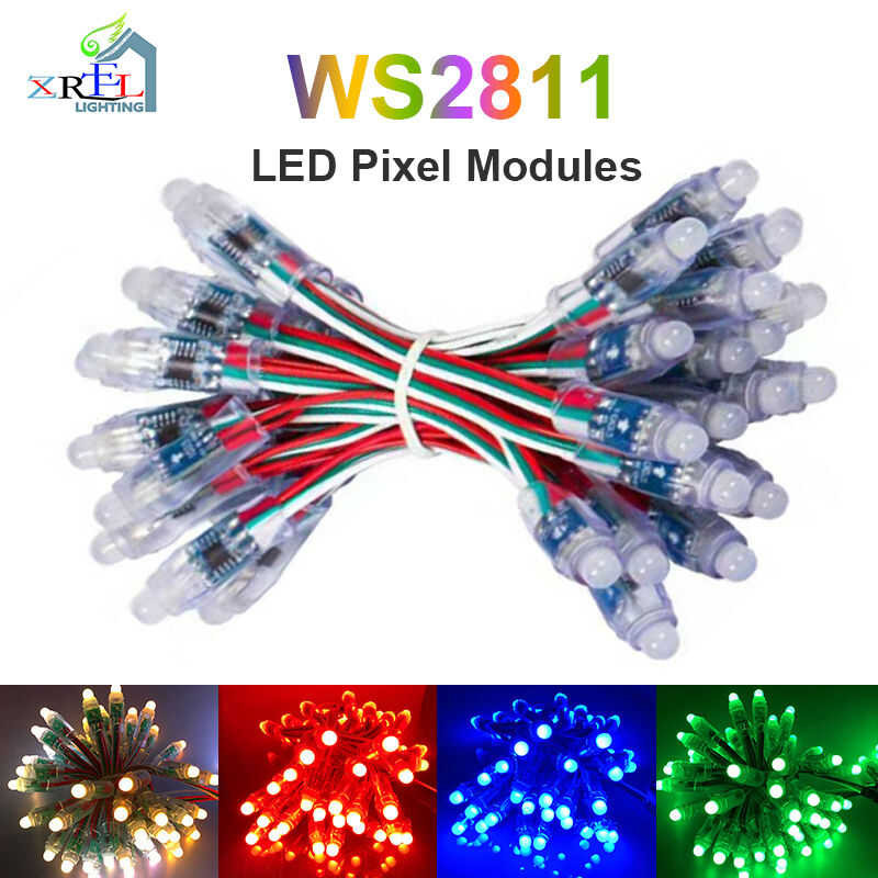 50Pcs Addressable 12Mm Ws2811 Full Color LED Pixel Module 2811 IC Dc5v String Ip68 Rated RGB ...