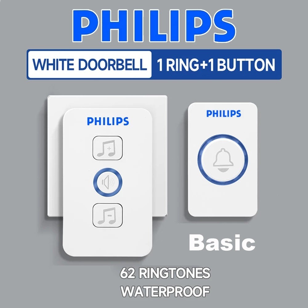 PHILIPS Wireless Doorbell Smart Home Waterproof Sensing With 62 ...