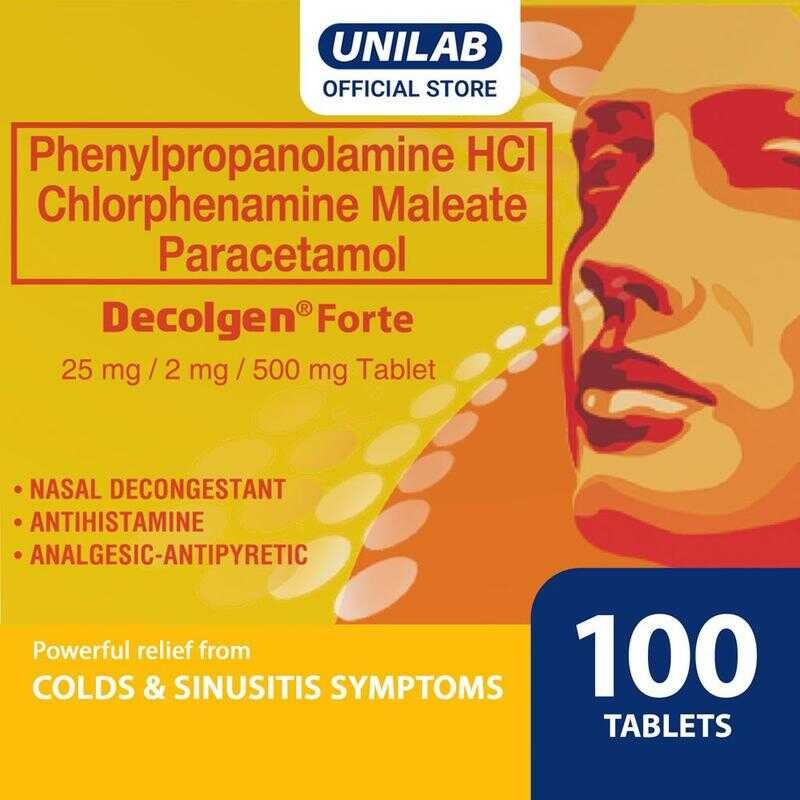 Decolgen Forte 500Mg 100 Tablets (Cold & Sinusitis Relief) FDA E4b ...