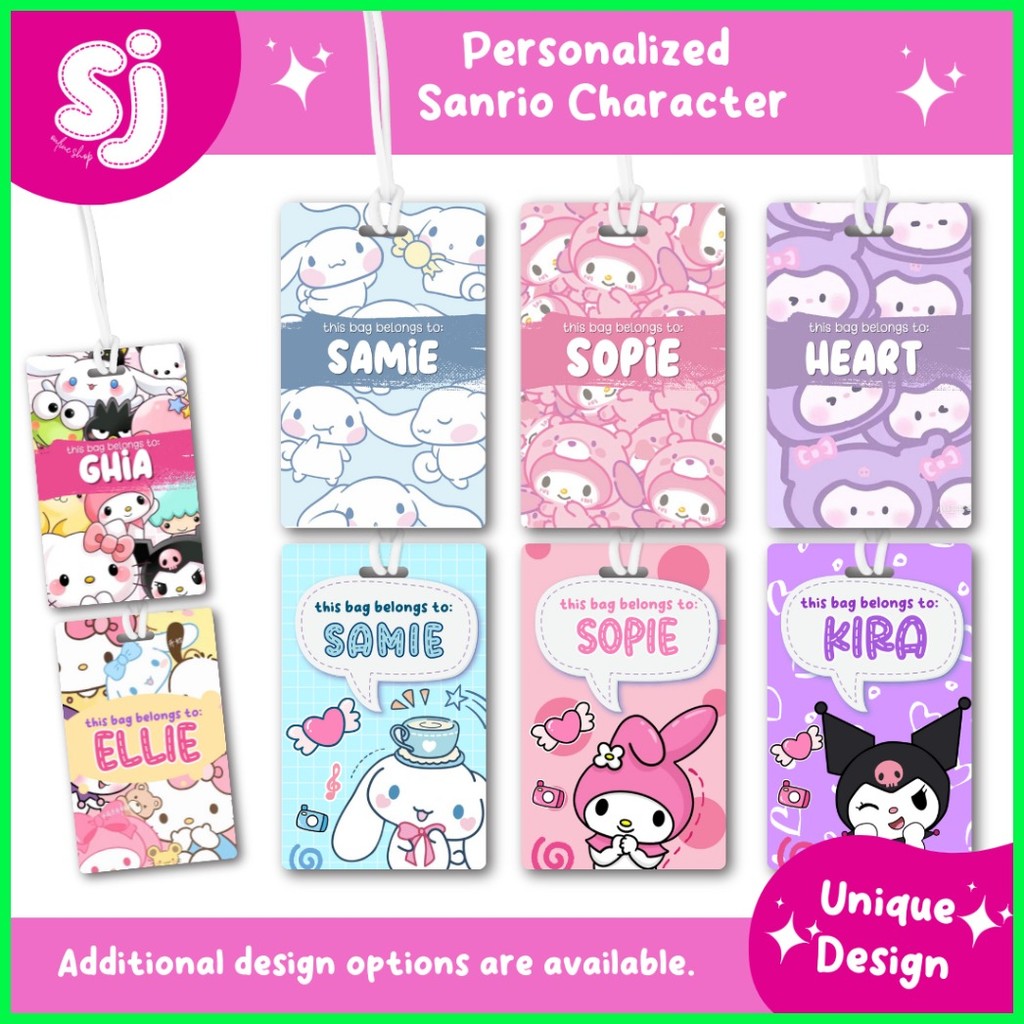 Personalized Sanrio Bag Tag and Stickers for Kids | Kuromi | My Melody ...