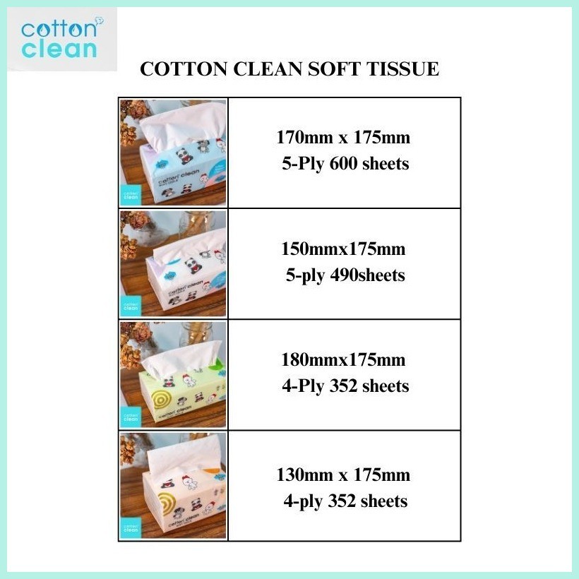 Cotton Clean Soft Tissue Paper 5-Ply 600 Sheets Cleaning Paper Towels ...