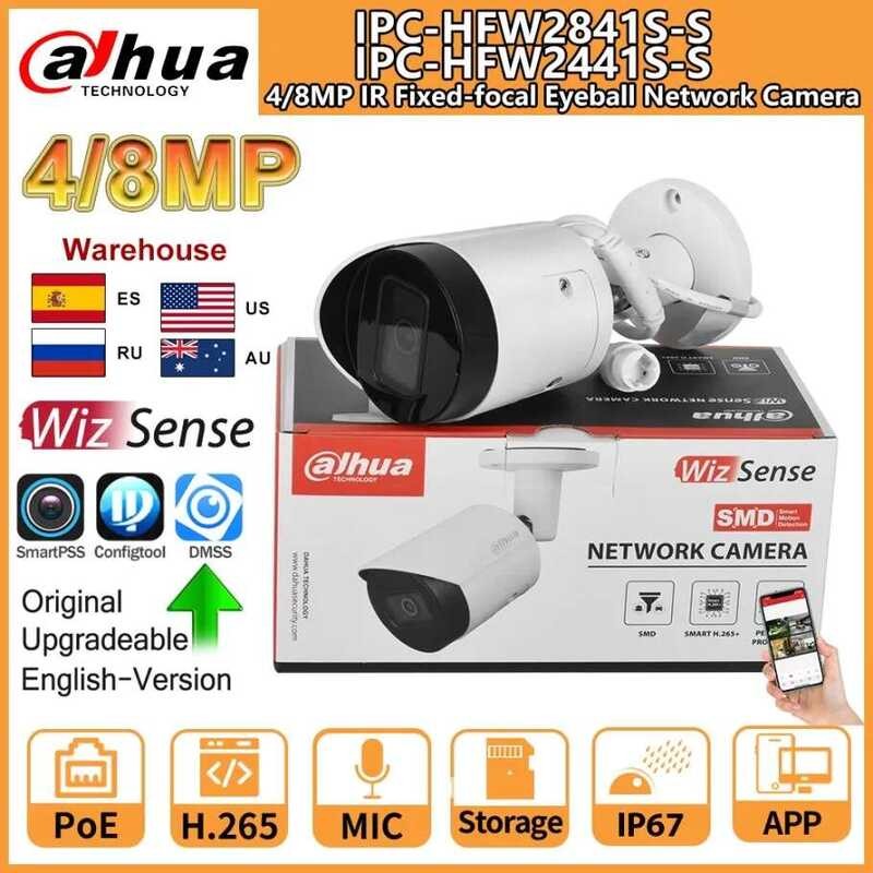 A A Dahua 8Mp IP Camera Bullet 4K Ipc-Hfw2841s-S 4Mp Ipc-Hfw2441s-S Poe IR Built In MIC SD Card ...