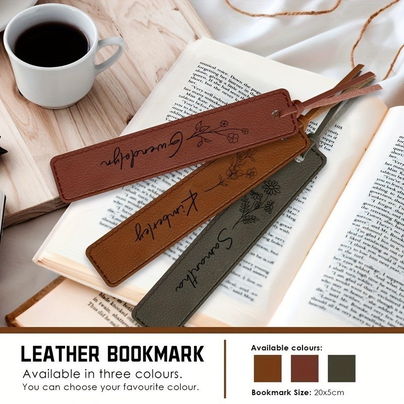 Customized PU Leather Bookmark, Engrave With Name And Birth Month ...