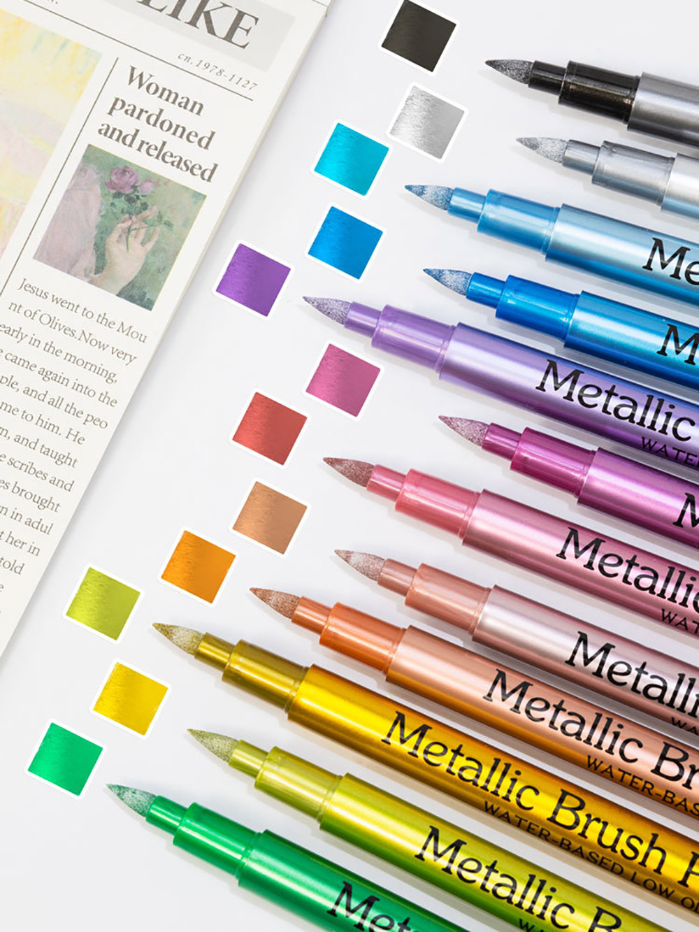 12 Colors Metallic Markers Pens colors Paint Pens for Black Paper ...