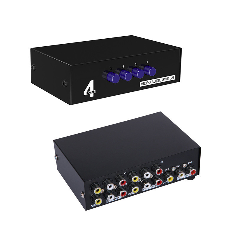 4x1 AV Switch 4 in 1 Out 4 Port AV Cable Audio Video Switcher 2x1 2 in ...