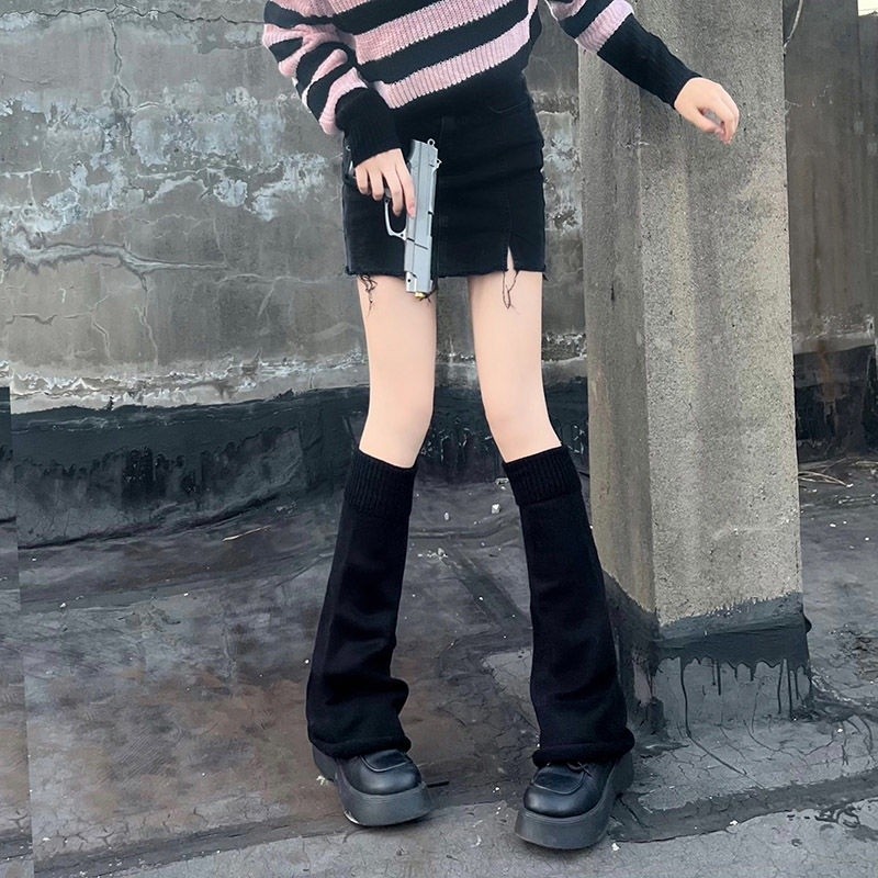 Sweet Y2k Solid Color Stretchy Leg Warmers Knitted Boots Cover Jk ...