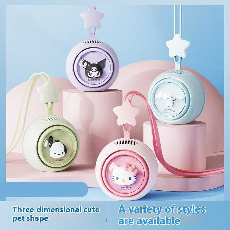 Sanrio Summer - Portable Hanging Neck Fan Leafless Design Kuromi ...