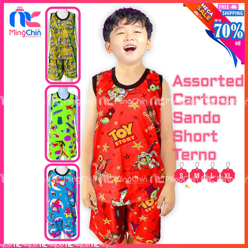 Maliit LUCAS™ Cartoon Print Set at kulay na Pambahay Sandu maikling ...