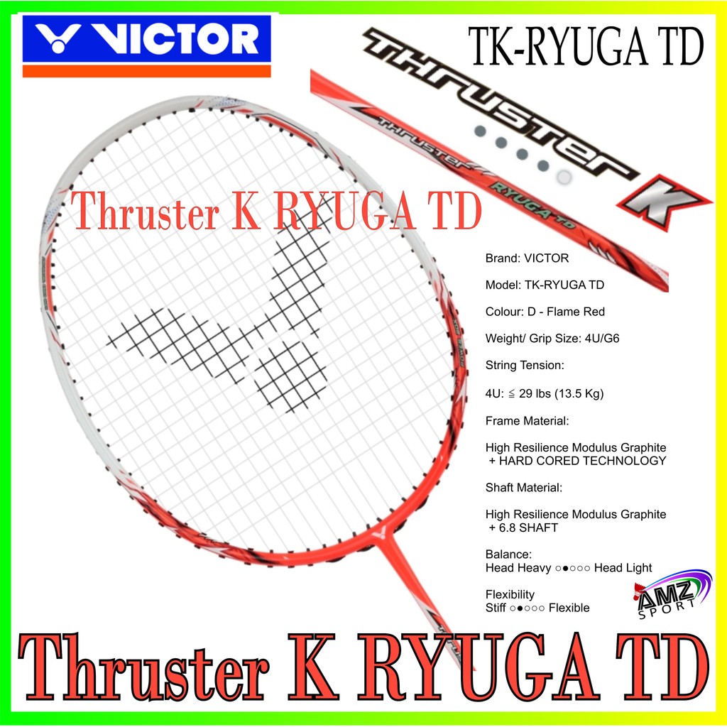 VICTOR (TK-RYUGA TD) Thruster K RYUGA TD Badminton Racket | Shopee ...