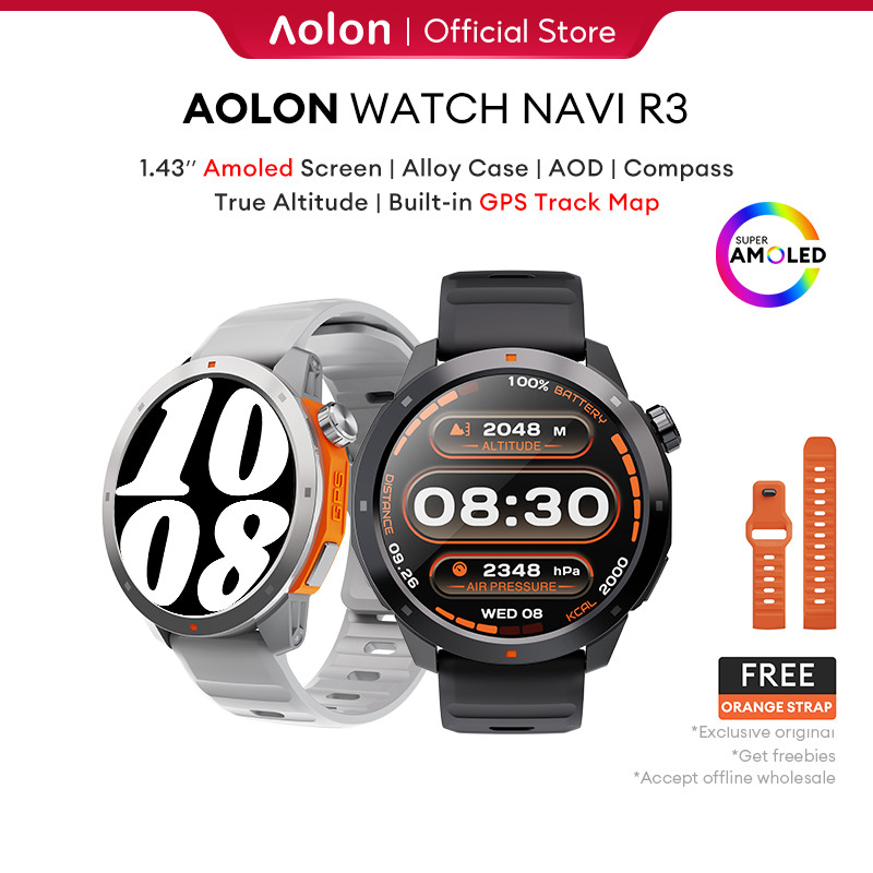 Aolon Navi R3 Smart Watch GPS Map Running Pace Altitude AOD Display ...