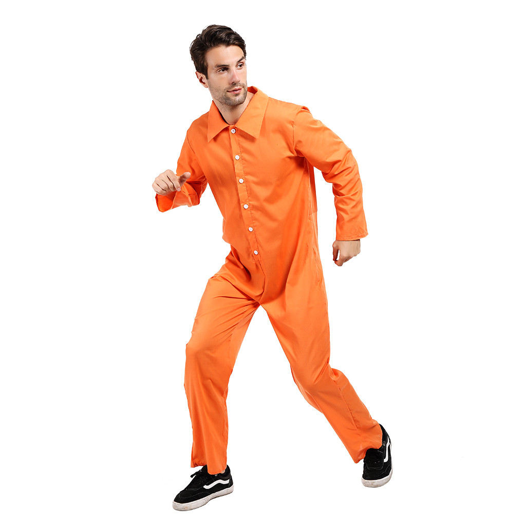 Eraspooky Men's Prisoner Jumpsuit Cosplay Halloween Costume For Adult ...