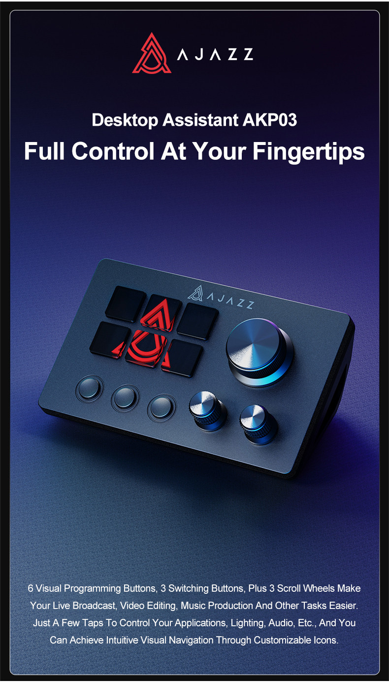 Ajazz AKP03E Programmable Macro Keyboard 12 Keys Mechanical Gaming ...