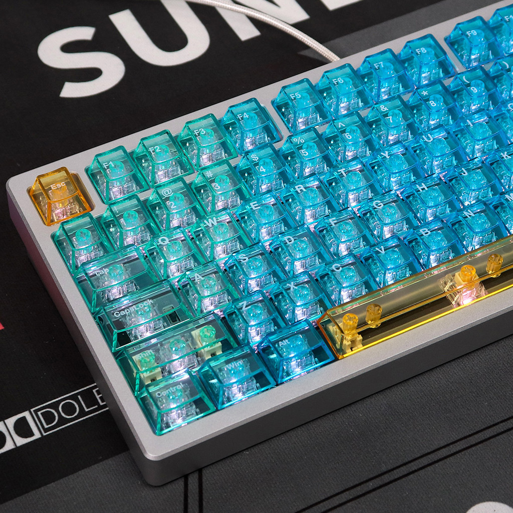 Hawaii Gradient Blue Transparent Mechanical Keyboard Keycaps Full Set ...