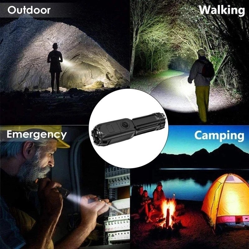 DHD USB Rechargeable Handheld Super Bright Zoom Tactical LED Flashlight ...
