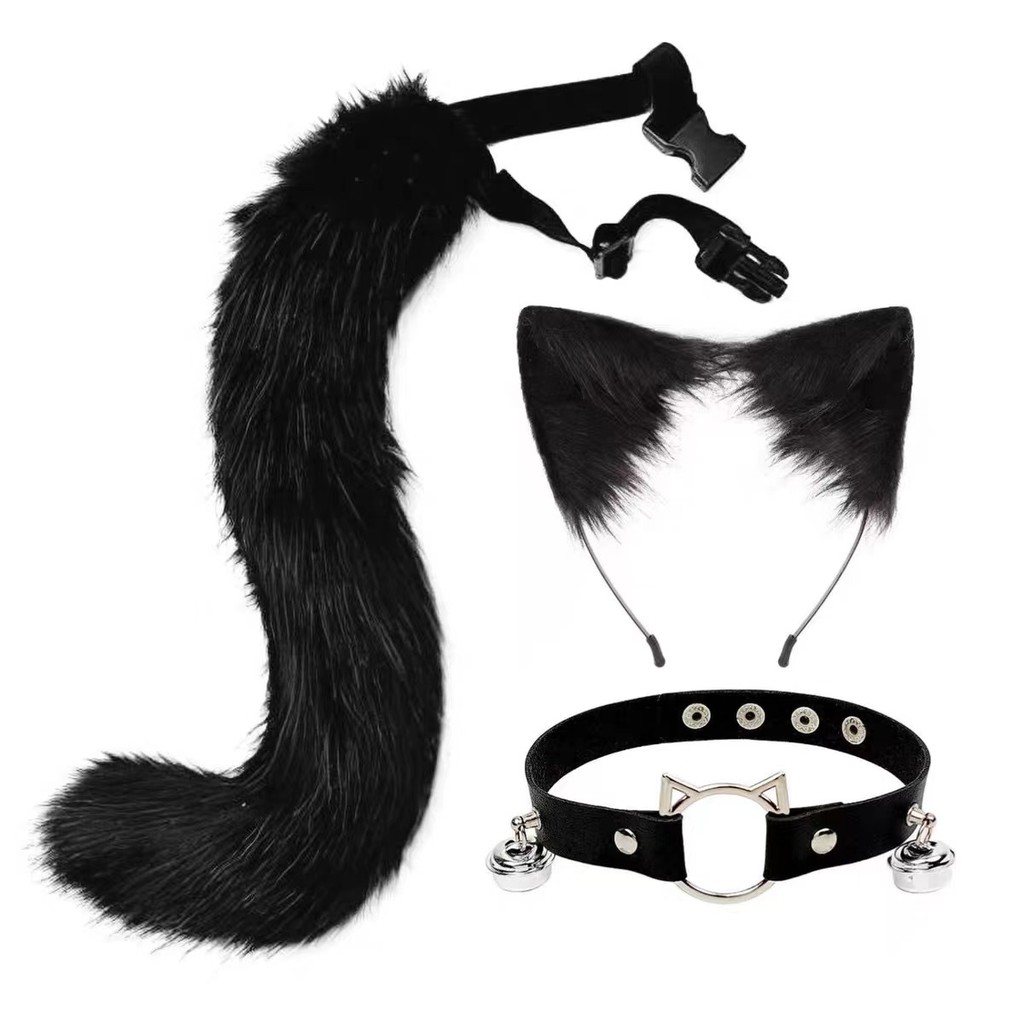 Halloween Tail COS Toy Cat Ear and Tail Set Fox Japanese Cosplay ...