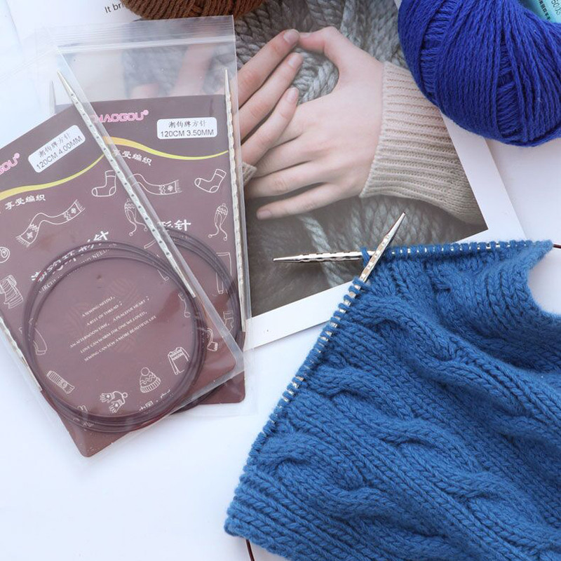 QZLKNIT Nylon Thread Square Knitting Needles Metal Weaving Pins ...