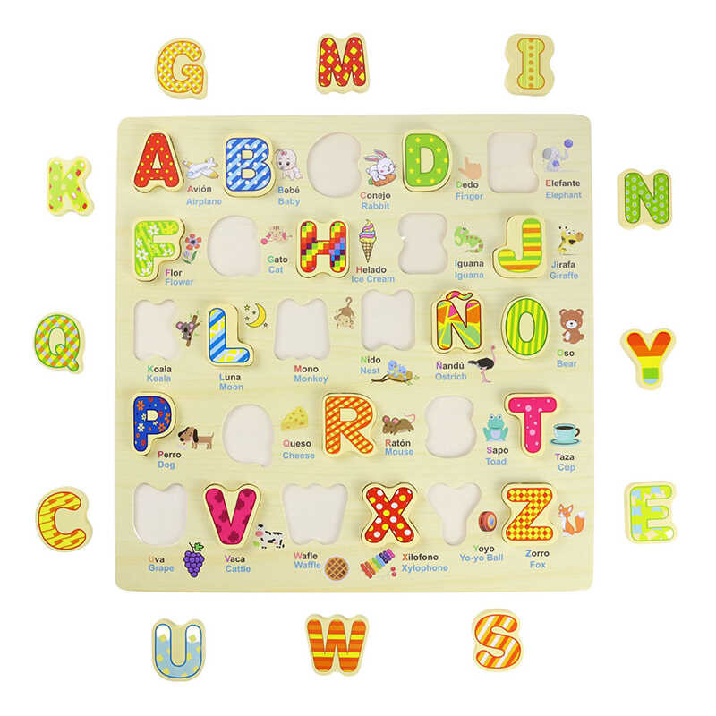 Toys Φ Puzzle Spanish Alphabet/Letter Matching Children Wooden Children ...