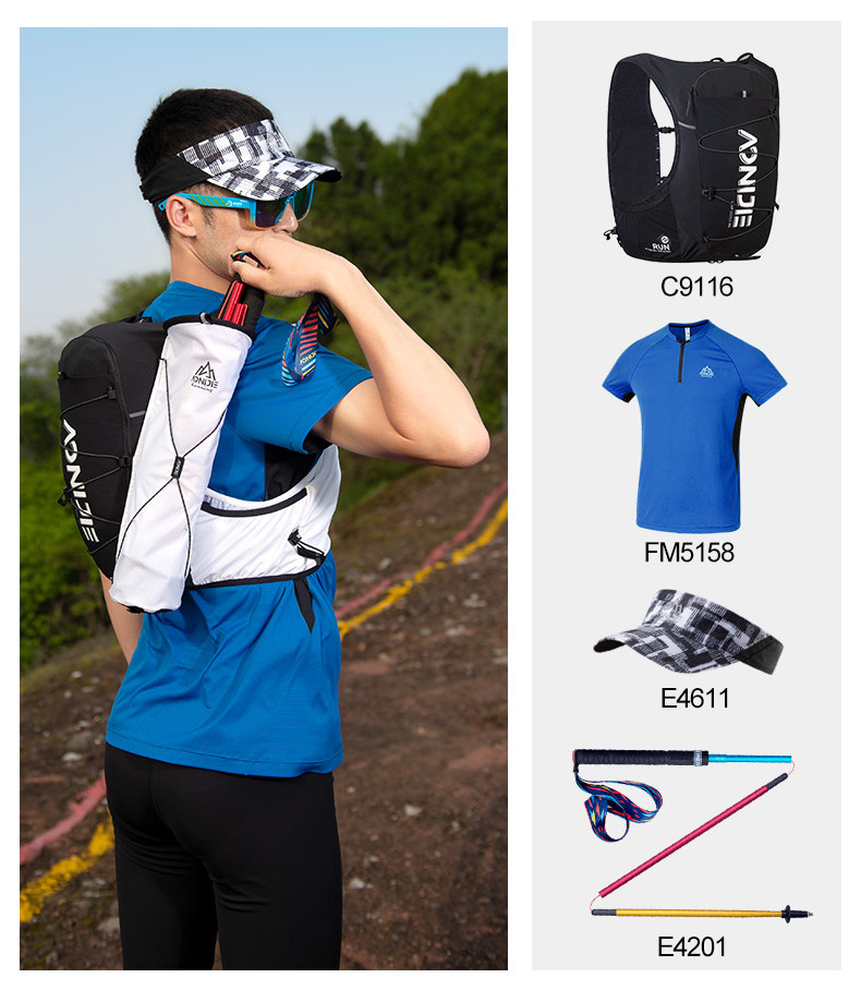 AONIJIE C9116 10L Running Hydration Vest Trekking Pole Quiver Hiking ...