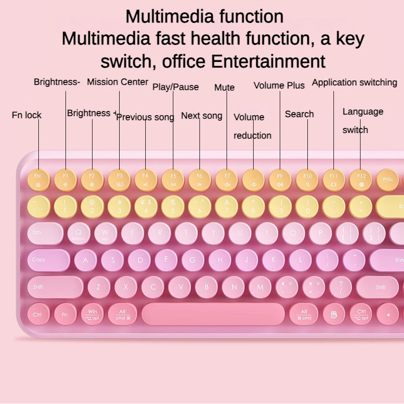 BOW Wireless 2.4g Keyboard and Mouse Set, Special Charging for Girls ...