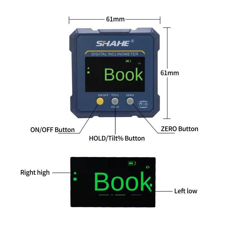SHAHE 4-Sides Magnets Finder Protractor 2 In 1 Level Angle Gauge ...