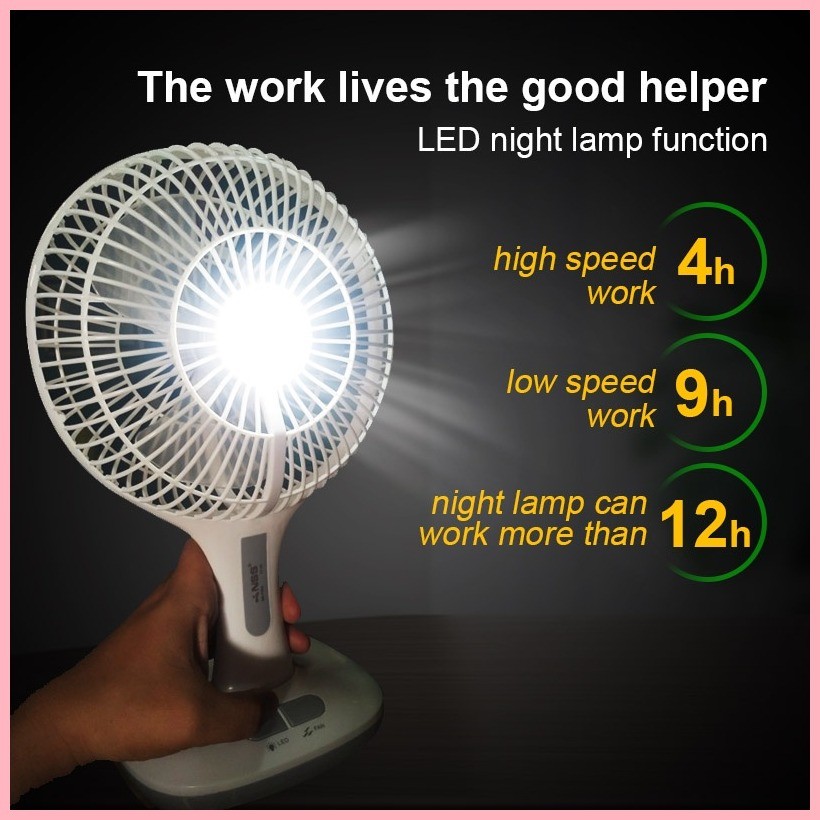 ๑ NSS Chargeable fan solar electric fan with LED emergency light Desk ...
