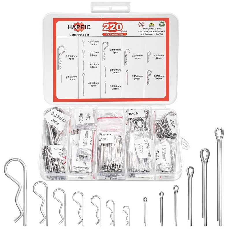 of 220 pieces 13 size Cotter Pin combination kit with 304 stainless ...