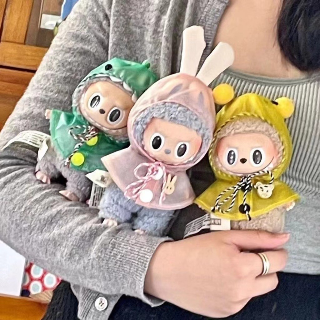 17CM Labubu Doll Clothing Labubu Vinyl Doll Raincoat Dressing Up Bubble ...