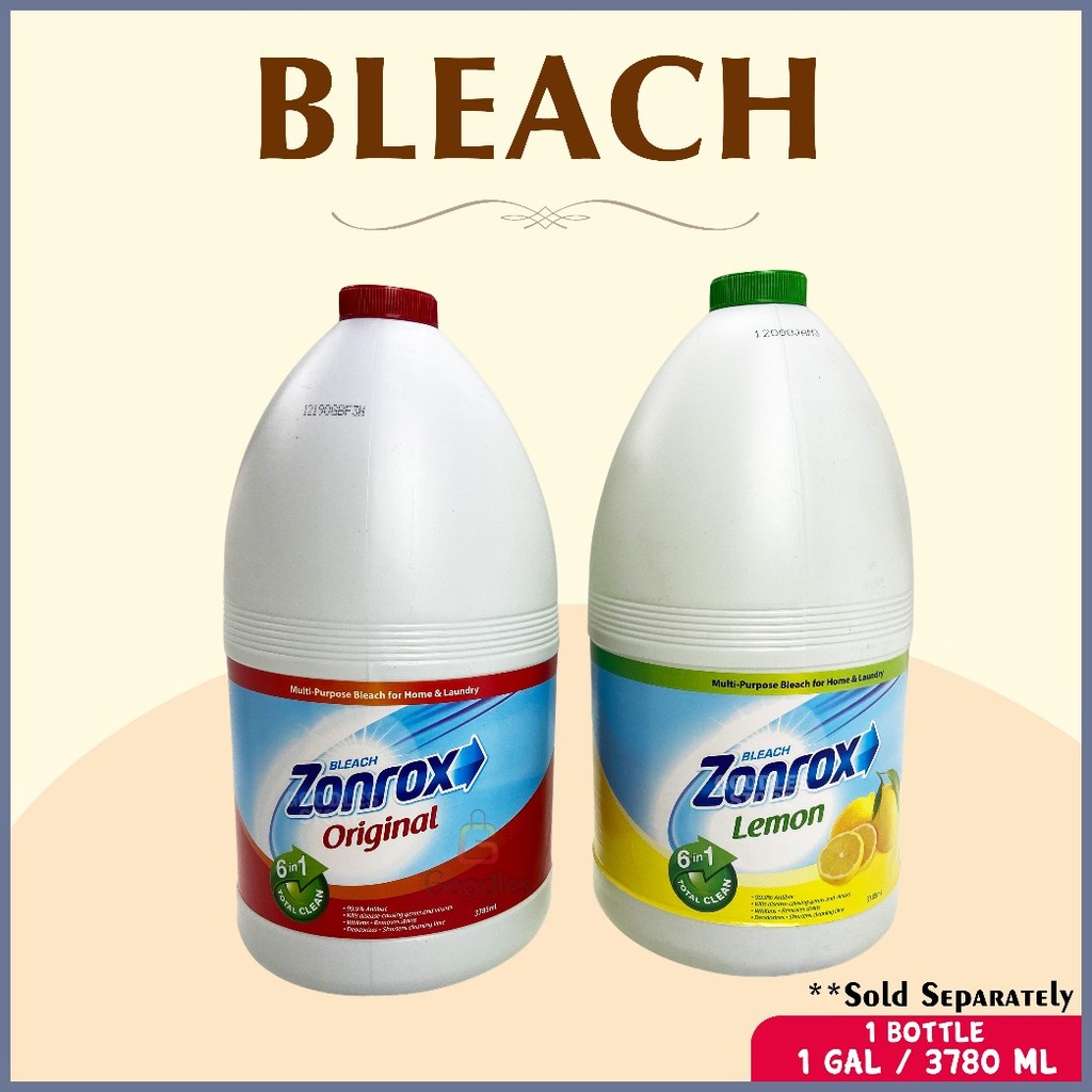 ∯ 1 Gallon 3785 ml Zonrox Bleach Original Zonrox Bleach Lemon Clorox ...