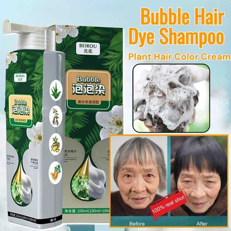 Plant Bubble Hair Dye Shapoo Easy To Color Covering White Hair Natural ...