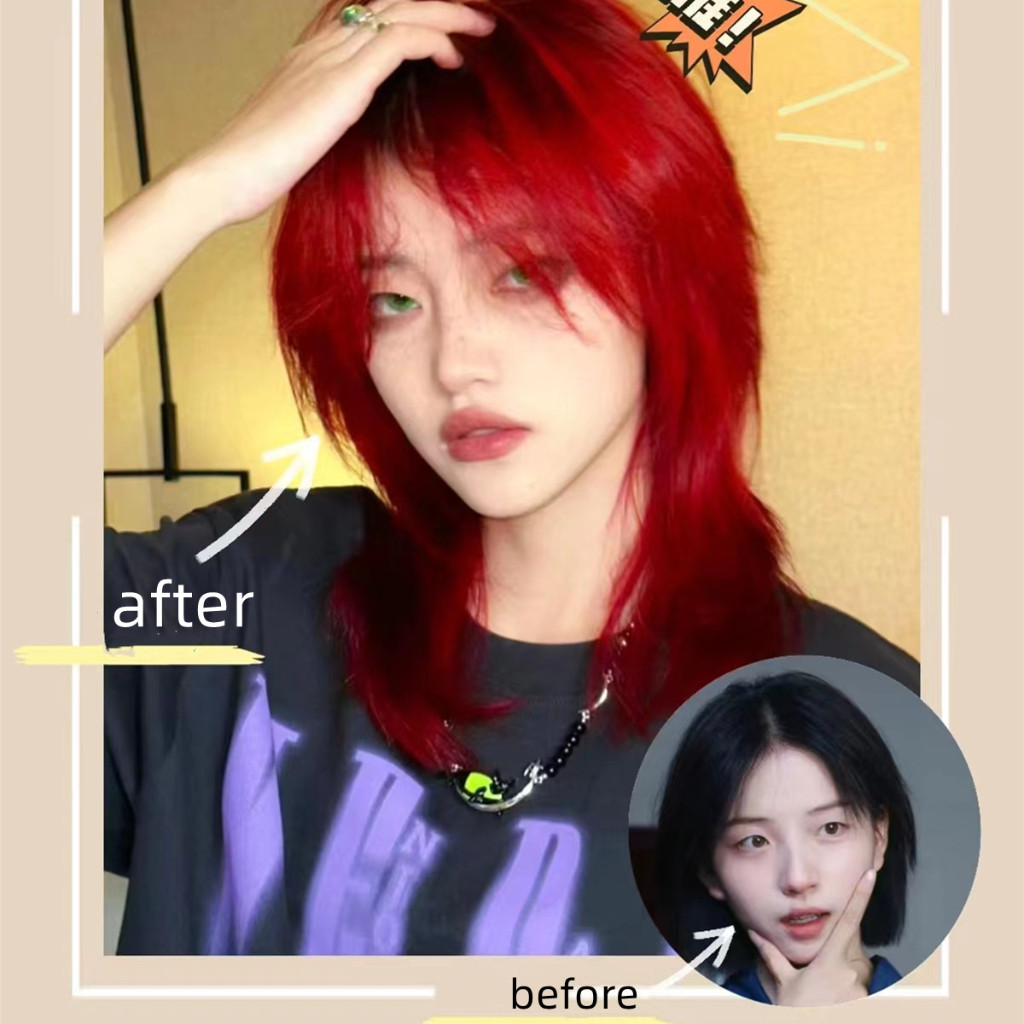 Red Short Mullet head Short Men Wig For Men Women Cosplay Wig Comic Wig ...