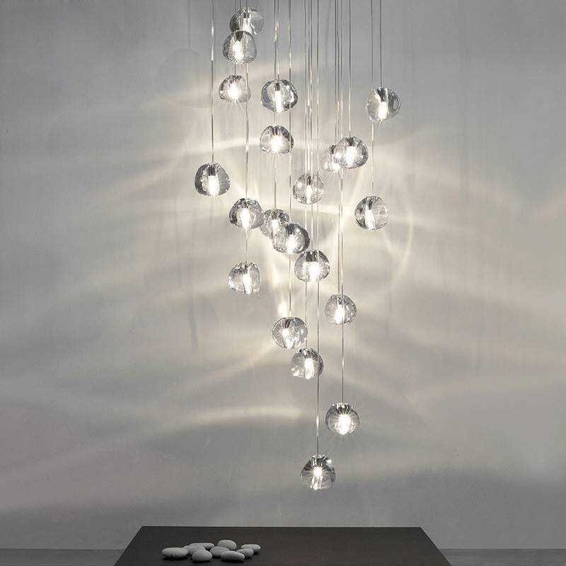American Style Cherry Crystal Glass Modern Duplex Villa Staircase Light ...